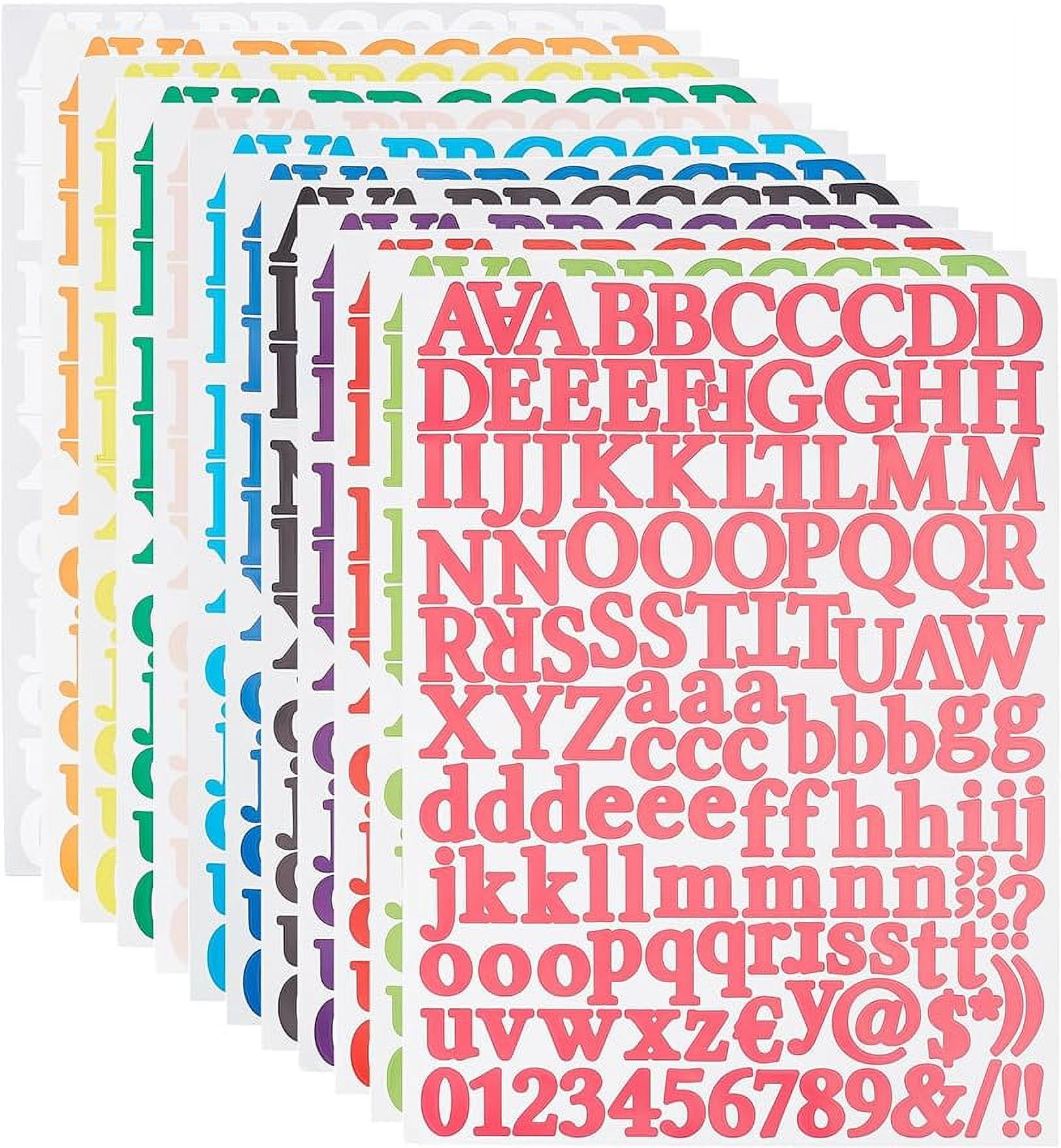 12 Sheets 12 Colors Letter Number Stickers Small Colorful Self Adhesive ...