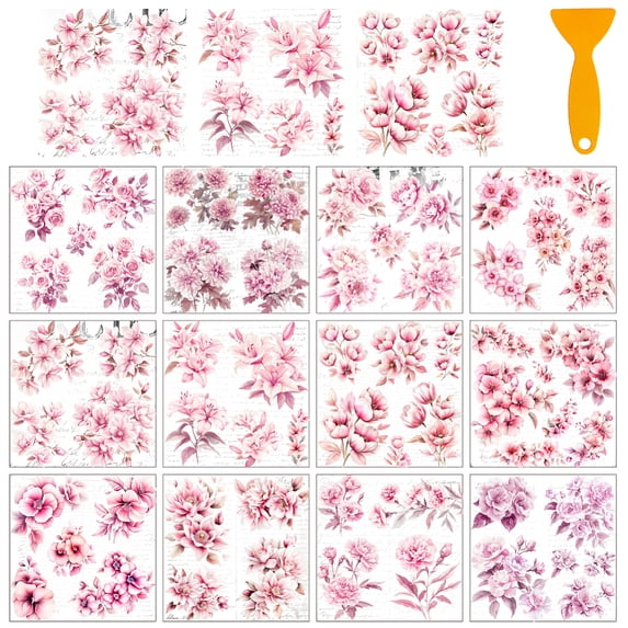 12 Sheets 12 Style PVC Stickers Heat Transfer for Window Decoration ...