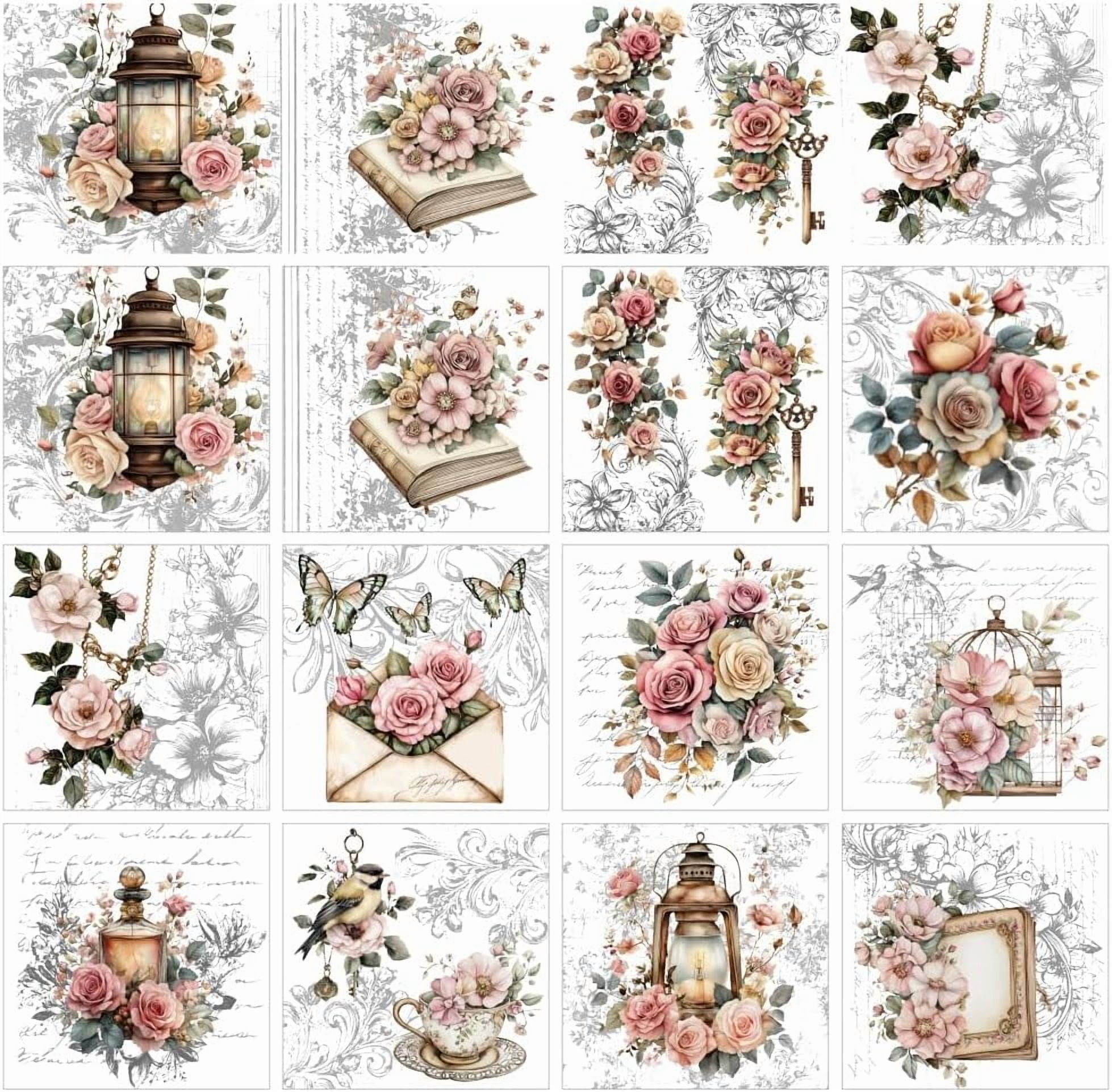 12 Sheets 12 Style Rub on Transfers 5.5x5.5 Inch Vintage Flower ...