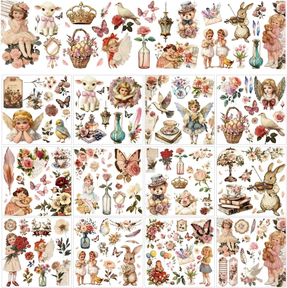 12 Sheets 12 Style Rub on Transfers for Crafts and Furniture 5.5x5.5 ...