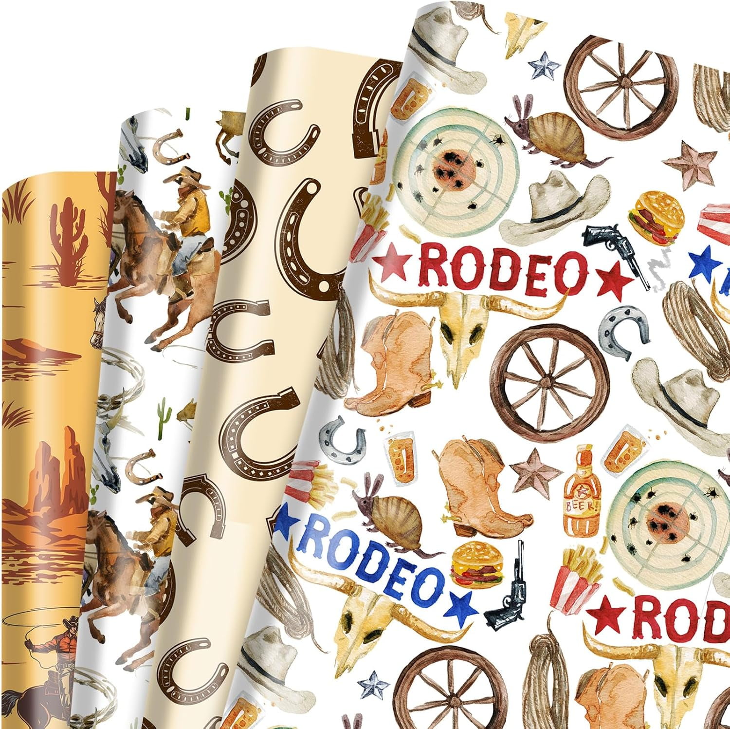 12 Sheets 28 * 20 Inches Western Wrapping Paper Watercolor Cowboy Wild ...