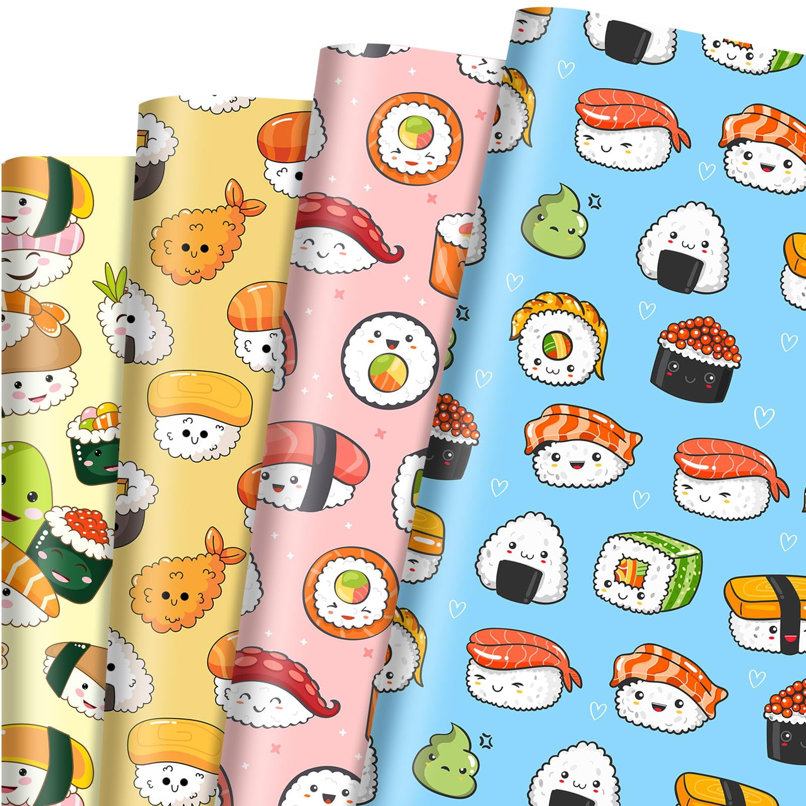 12 Sheets 28 * OIF8 20 Inches Sushi Faces Wrapping Paper Bulk Cute ...