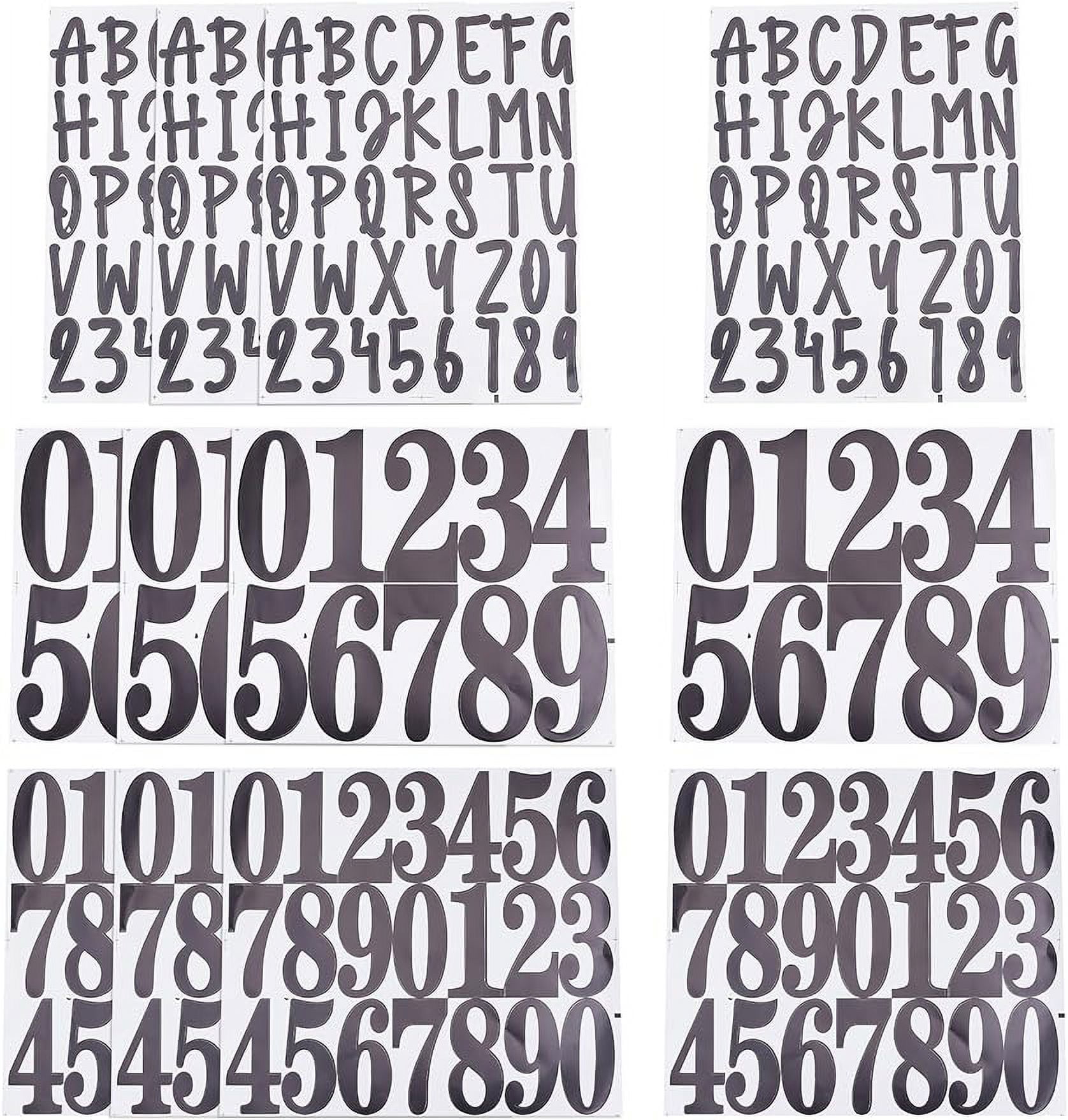 12 Sheets 3 Styles Number Letter Stickers Black Font PVC Self Adhesive ...