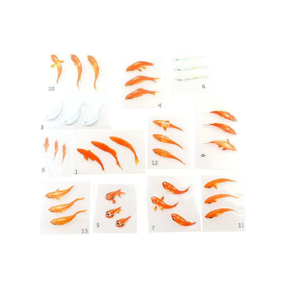 12 Sheets 3D Small Goldfish Sticker DIY Crystal Epoxy Goldfish Sticker ...