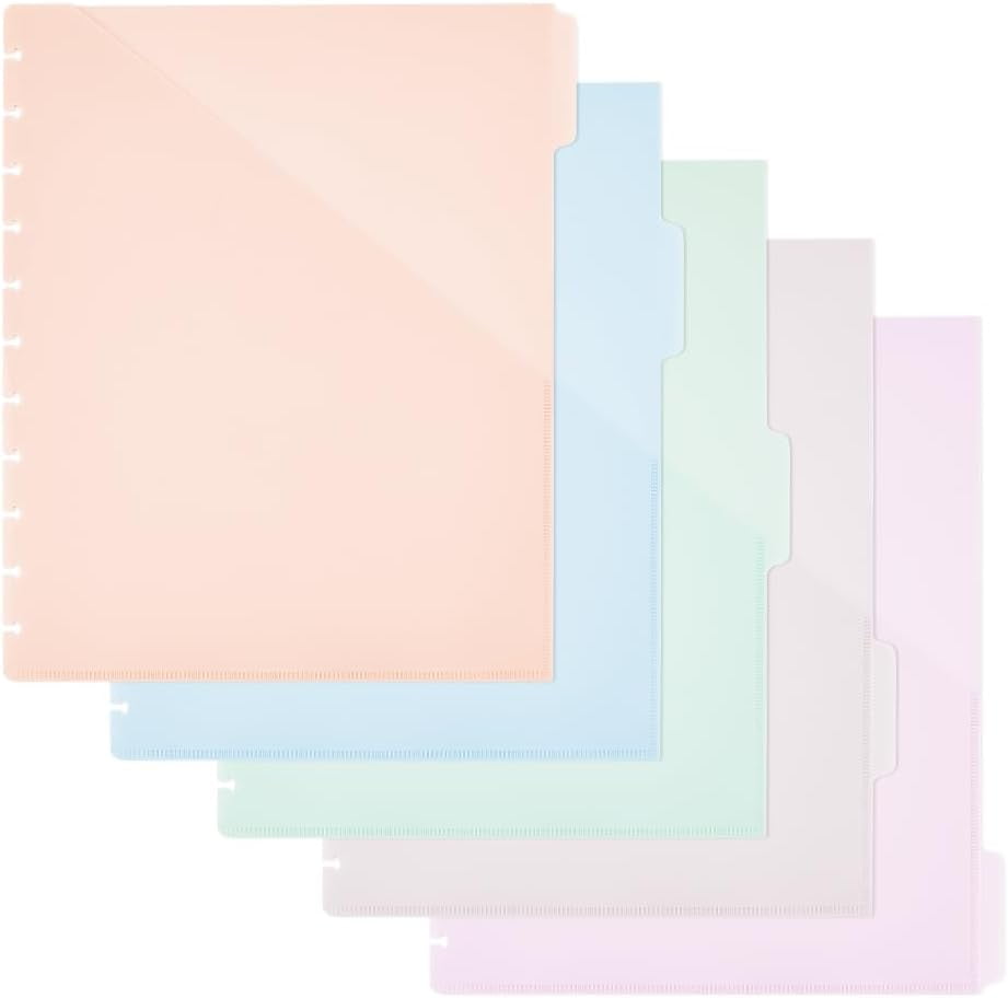 12 Sheets 5-Tab Binder Dividers 29.5x24cm 11-Ring Binder Notebook Index ...