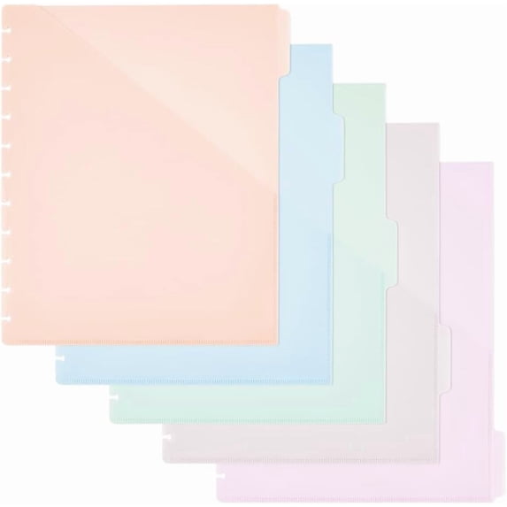 12 Sheets 5-Tab Binder Dividers 29.5x24cm 11-Ring Binder Notebook Index ...