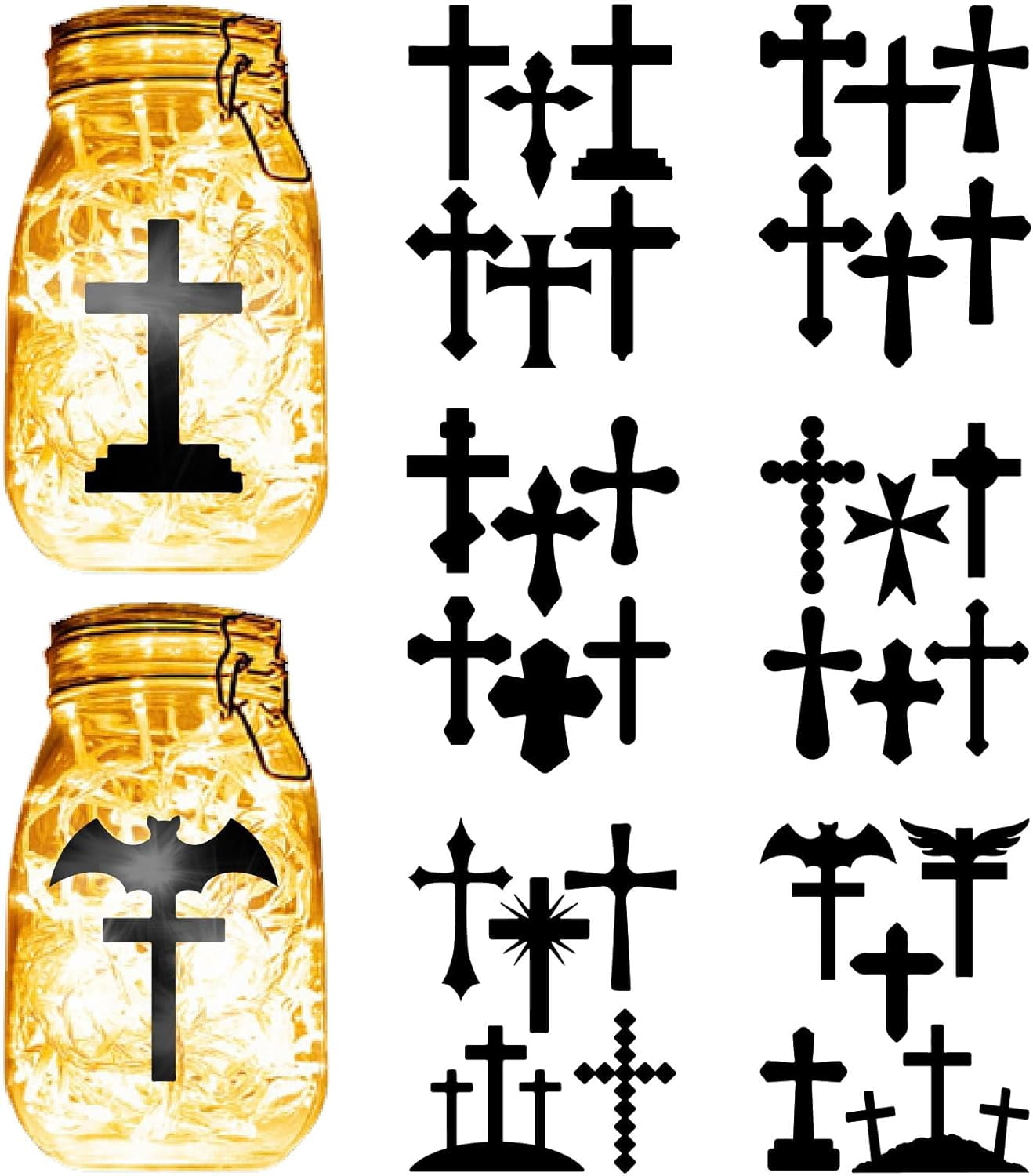 12 Sheets 6 Styles Mason Jar Decals Christian Stickers Die Cuts ...