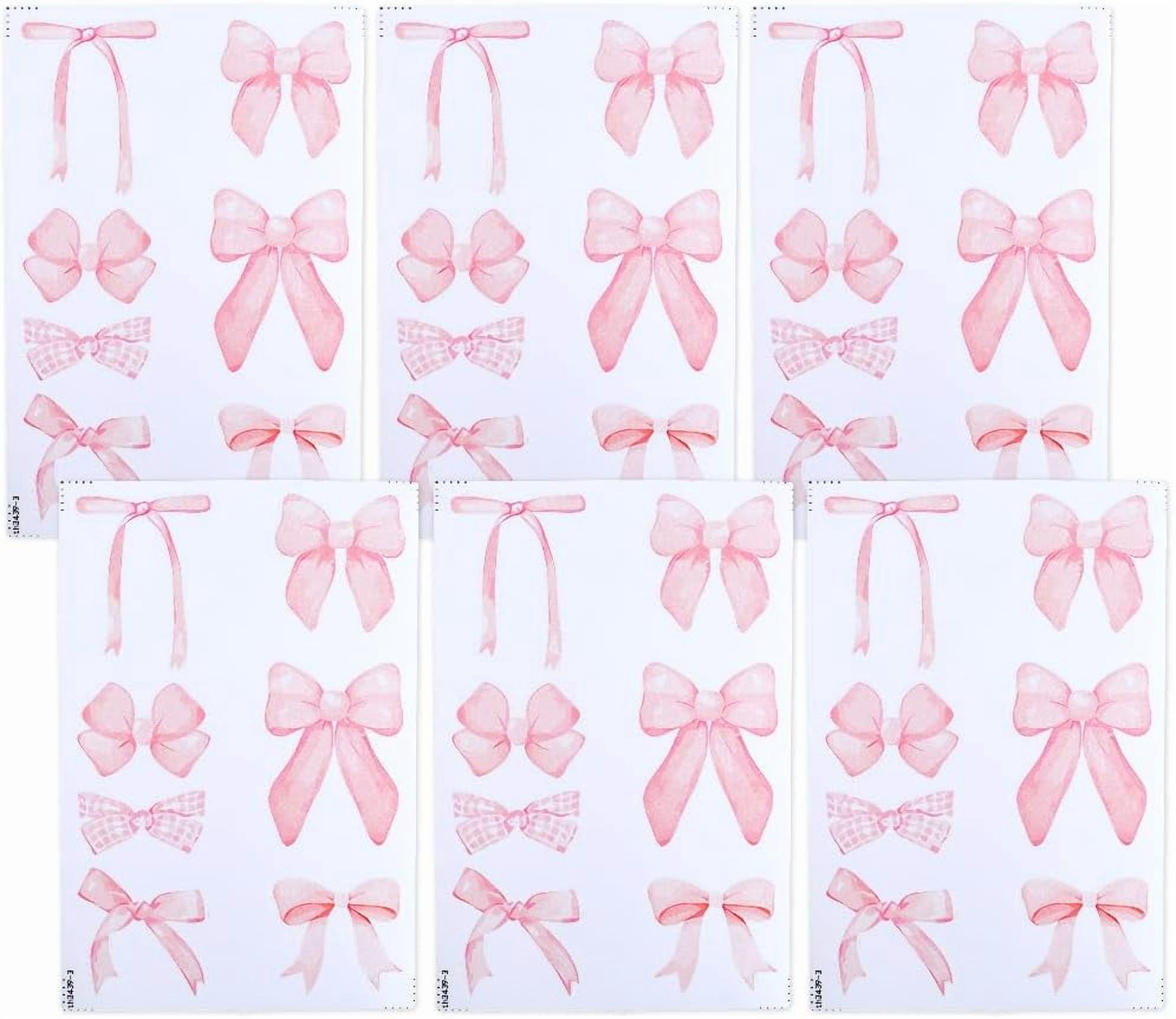 12 Sheets 84Pcs Pink Wall Stickers Bowknot Coquette Decals PVC Self ...