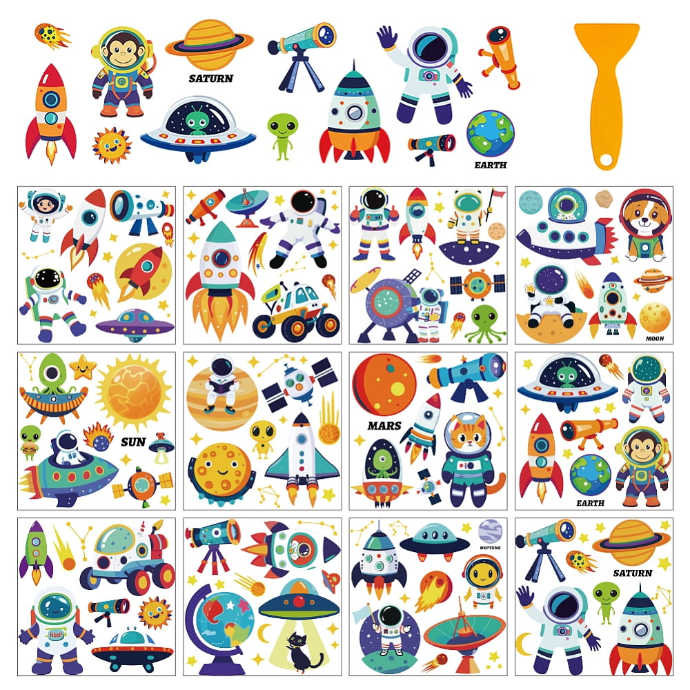 12 Sheets Astronautics Rub on Transfers for Crafts Planet Rub on ...