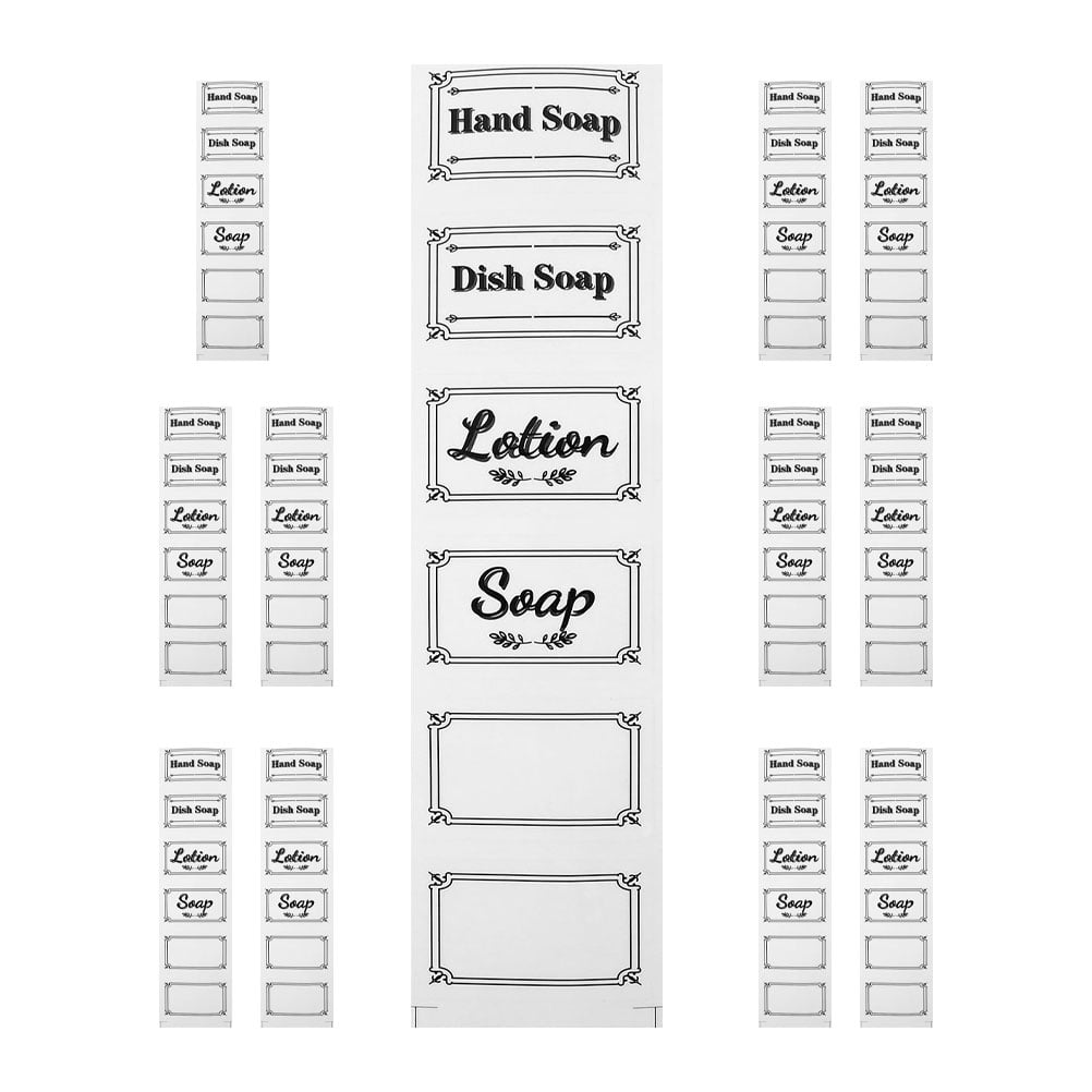 12 Sheets Bathroom Dispenser Bottle Labels Transparent Label Stickers ...