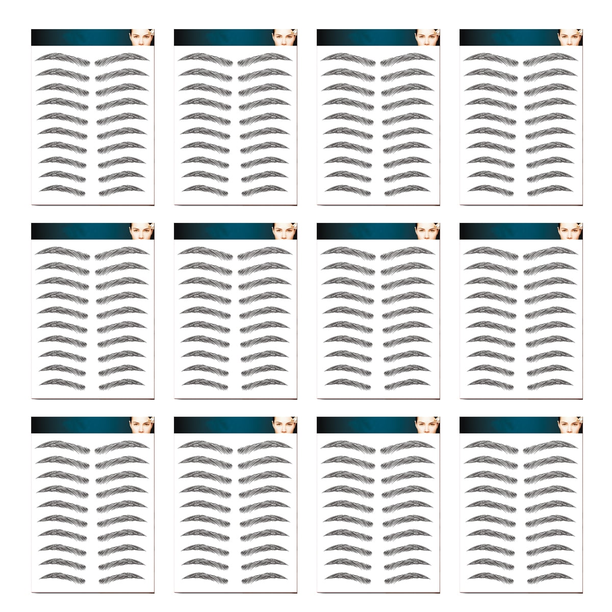 12 Sheets Brow Tattoo Stickers Tattoo Eyebrow Peel Off Temporary Tint ...