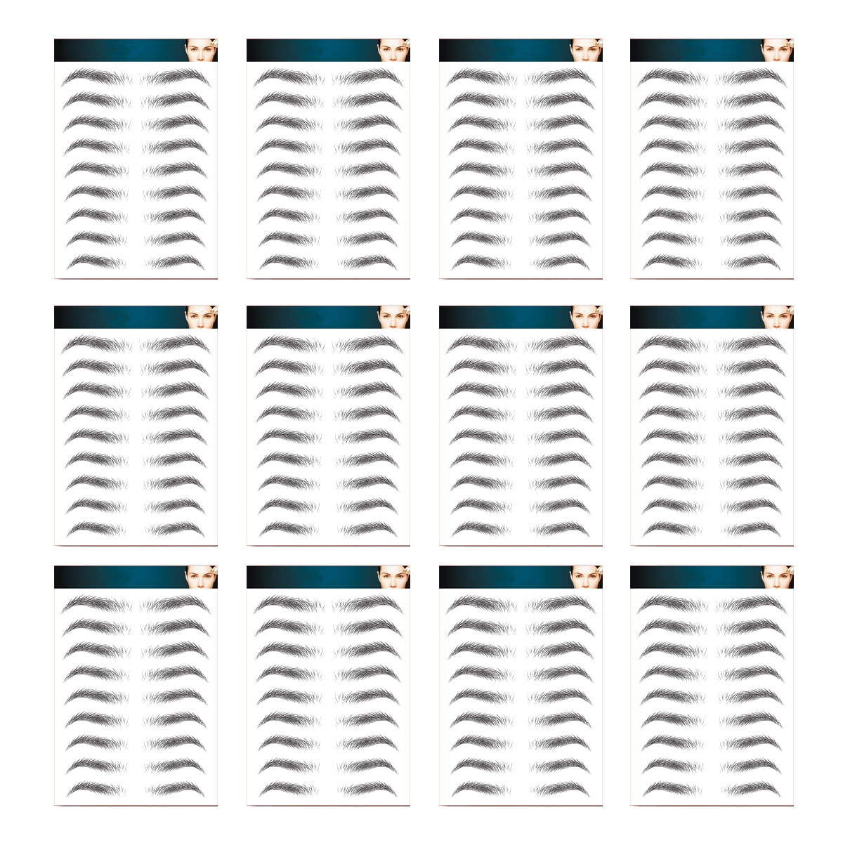 12 Sheets Brow Tattoo Stickers Tattoo Eyebrow Peel Off Temporary Tint ...