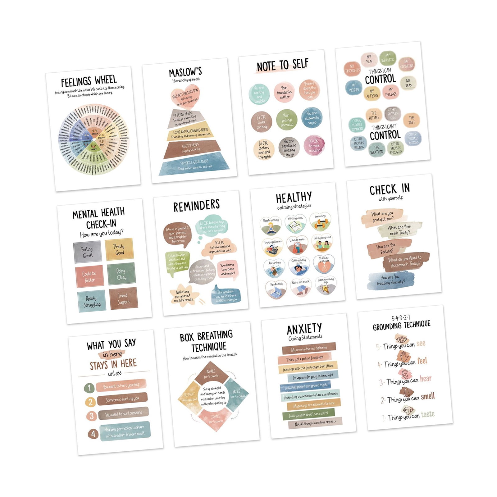 12 Sheets Calming Corner Wall Art 10x14Inch Positive Affirmation ...