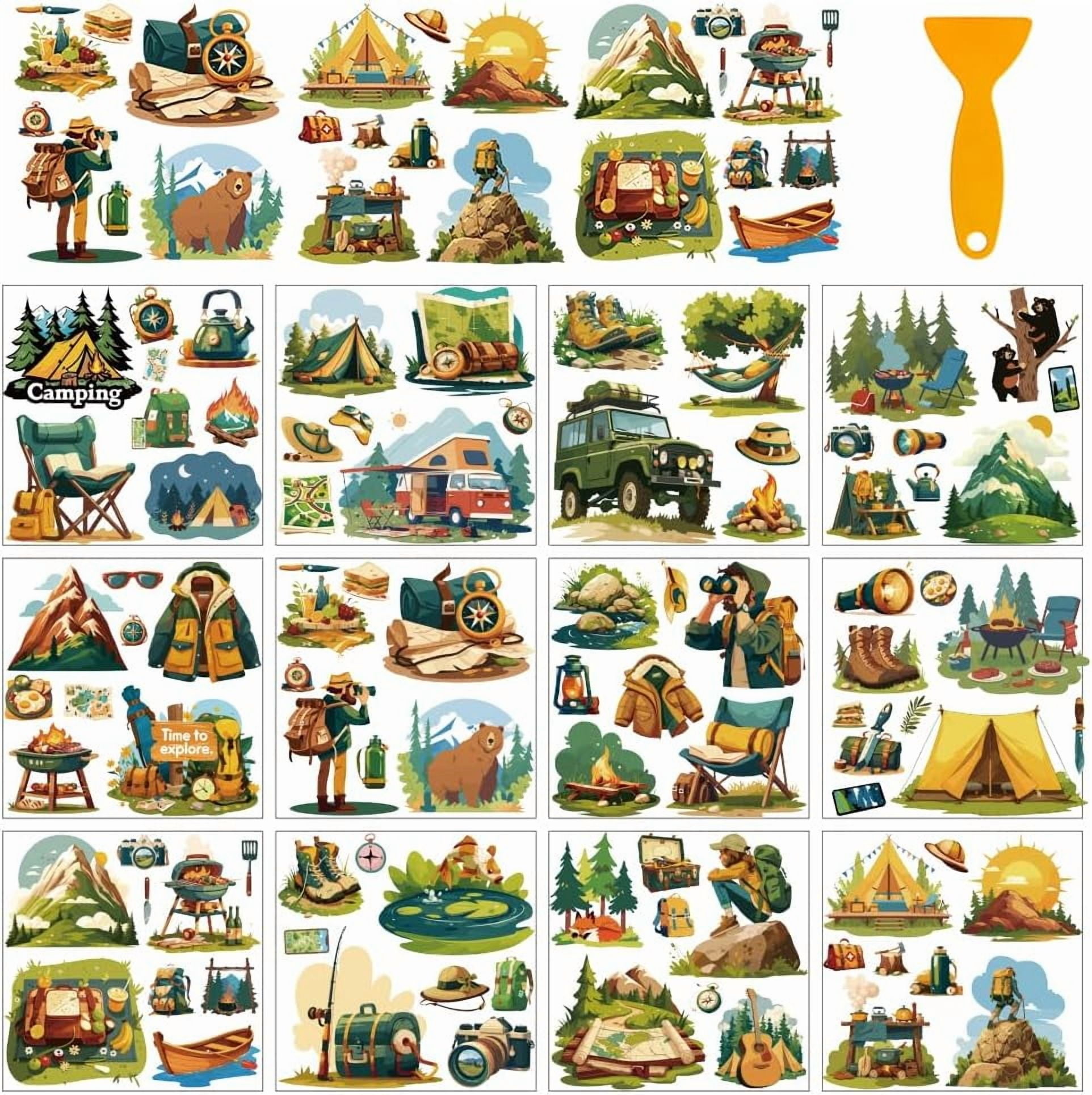 12 Sheets Camping Theme Rub on Transfers for Craft Campers Tents ...