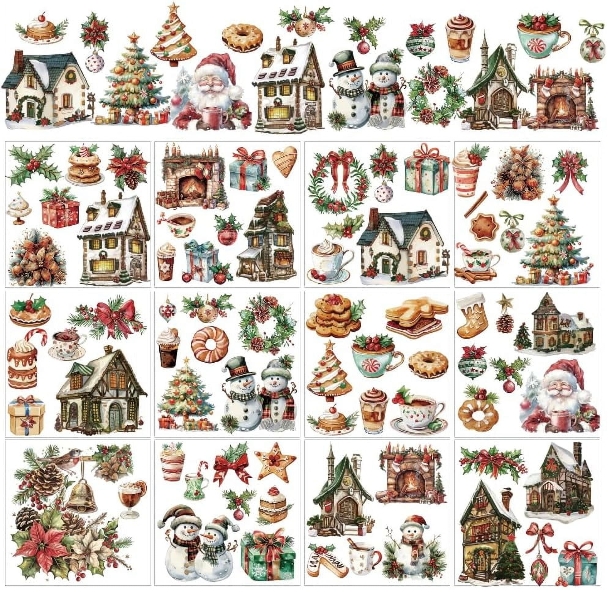 12 Sheets Christmas Theme Rub on Transfers for Crafts Christmas Tree ...