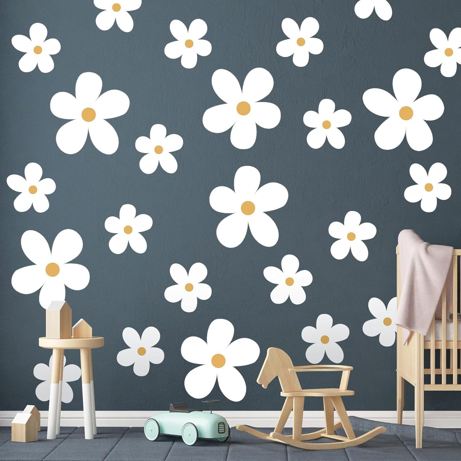 12 Sheets Daisy Wall Decals Flower Wall Stickers Large Daisy Wall ...