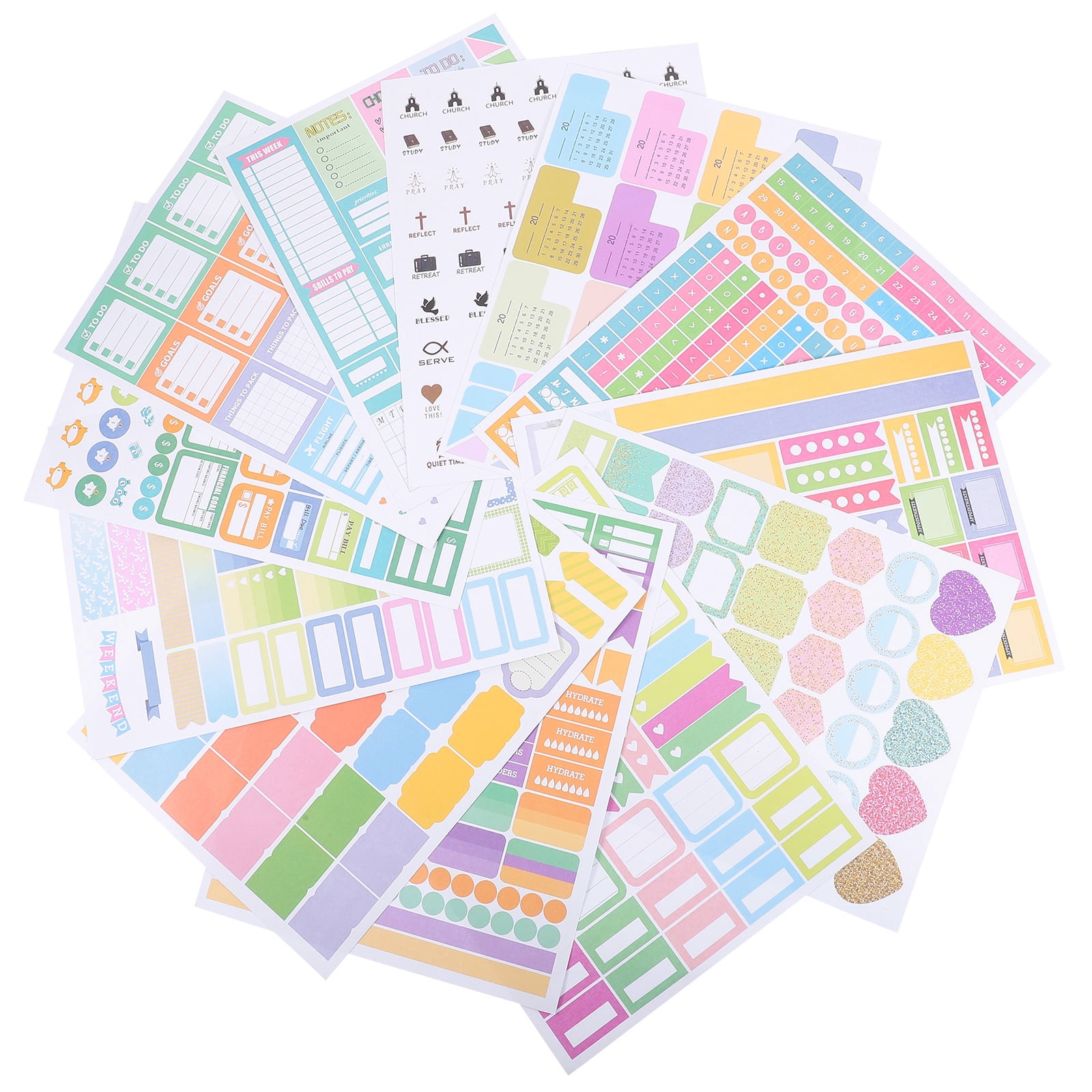12 Sheets Decor Calendars Planner Decals Scrapbook Accessories Journal ...