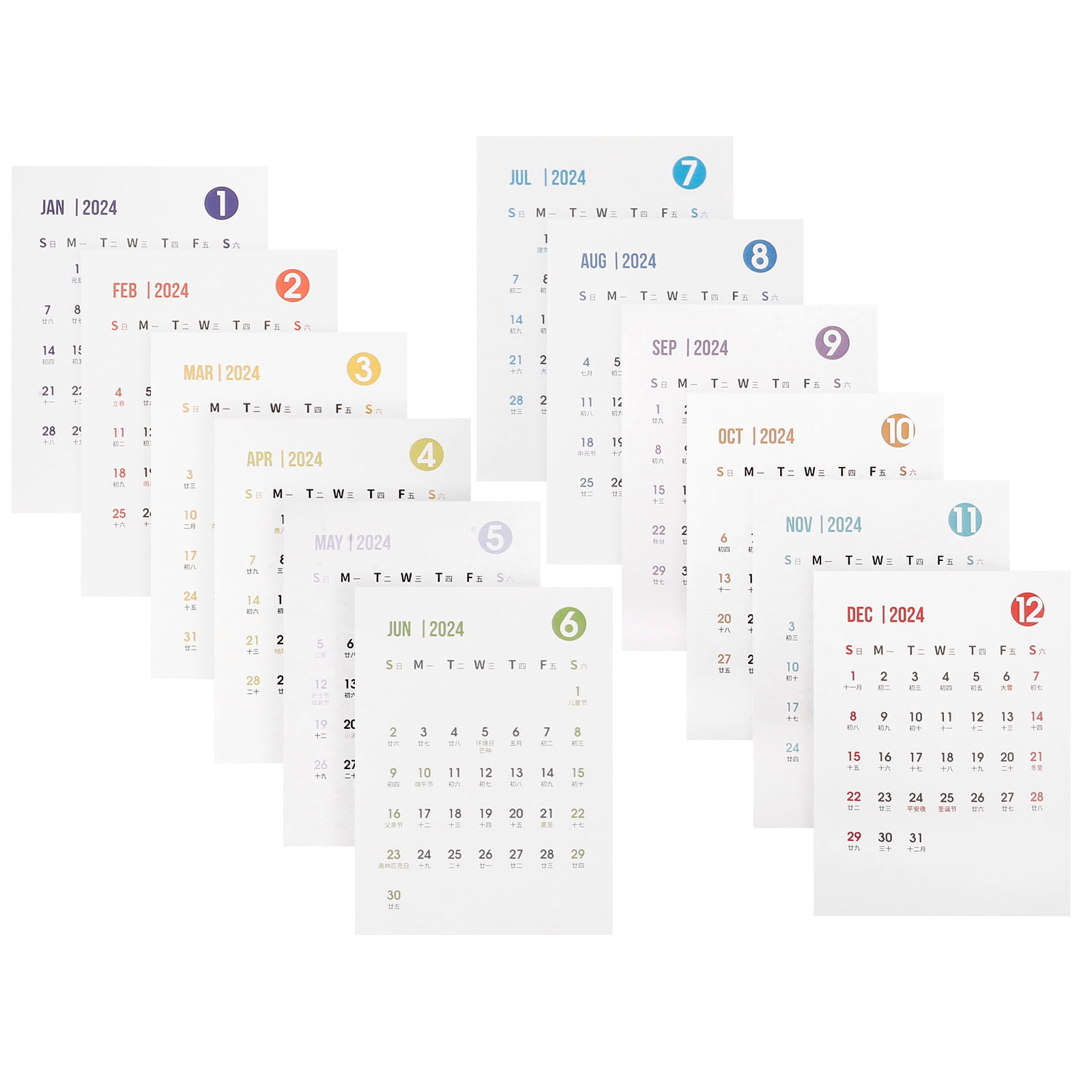 12 Sheets Dry Erase Calendar Reusable Desk Stickers Office - Walmart.com