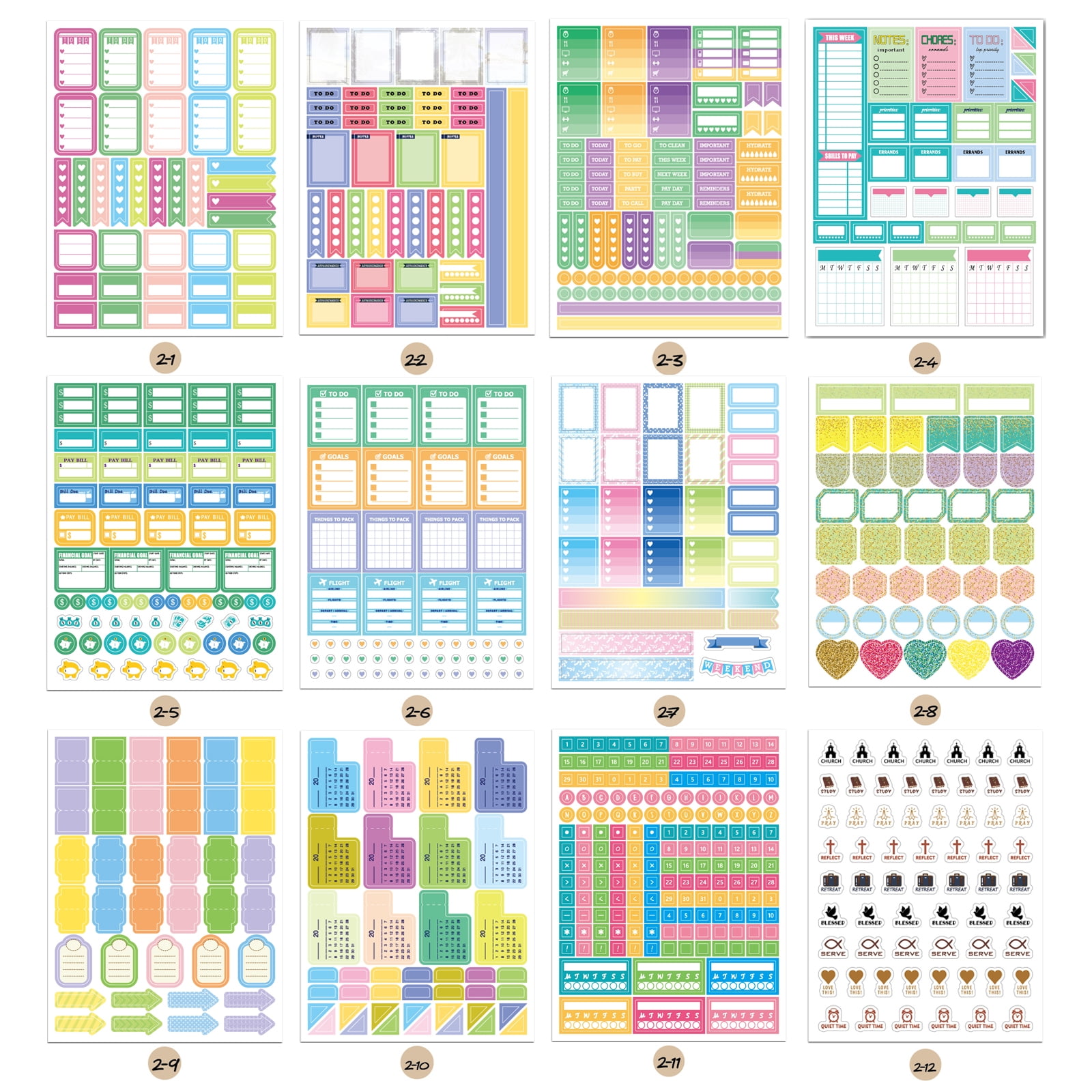 12 Sheets Essentials Planner Sticker Weekly Daily Schedule Sticker ...