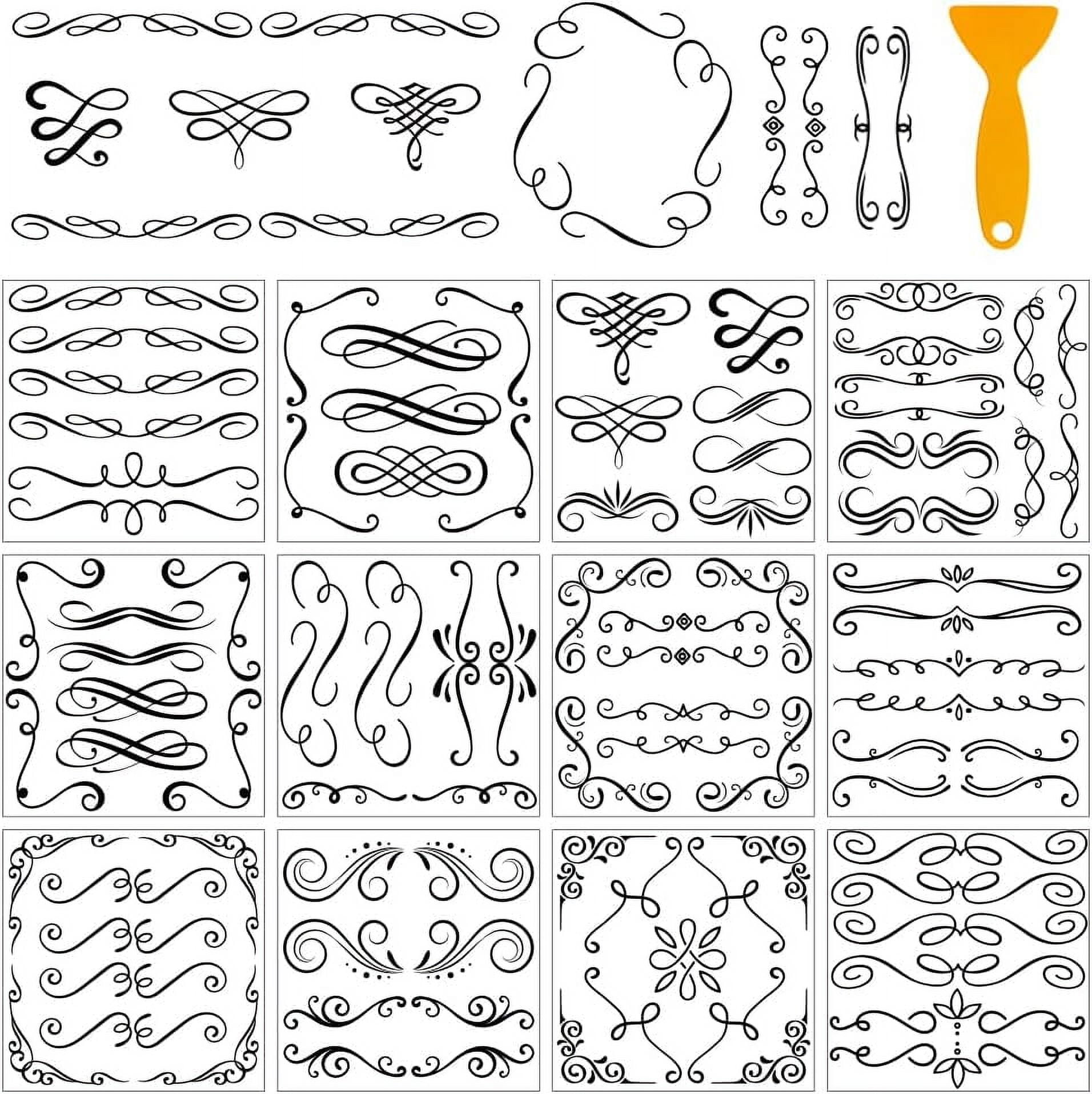 12 Sheets European Lace Rub on Transfers for Crafts 12 Styles Swirls ...