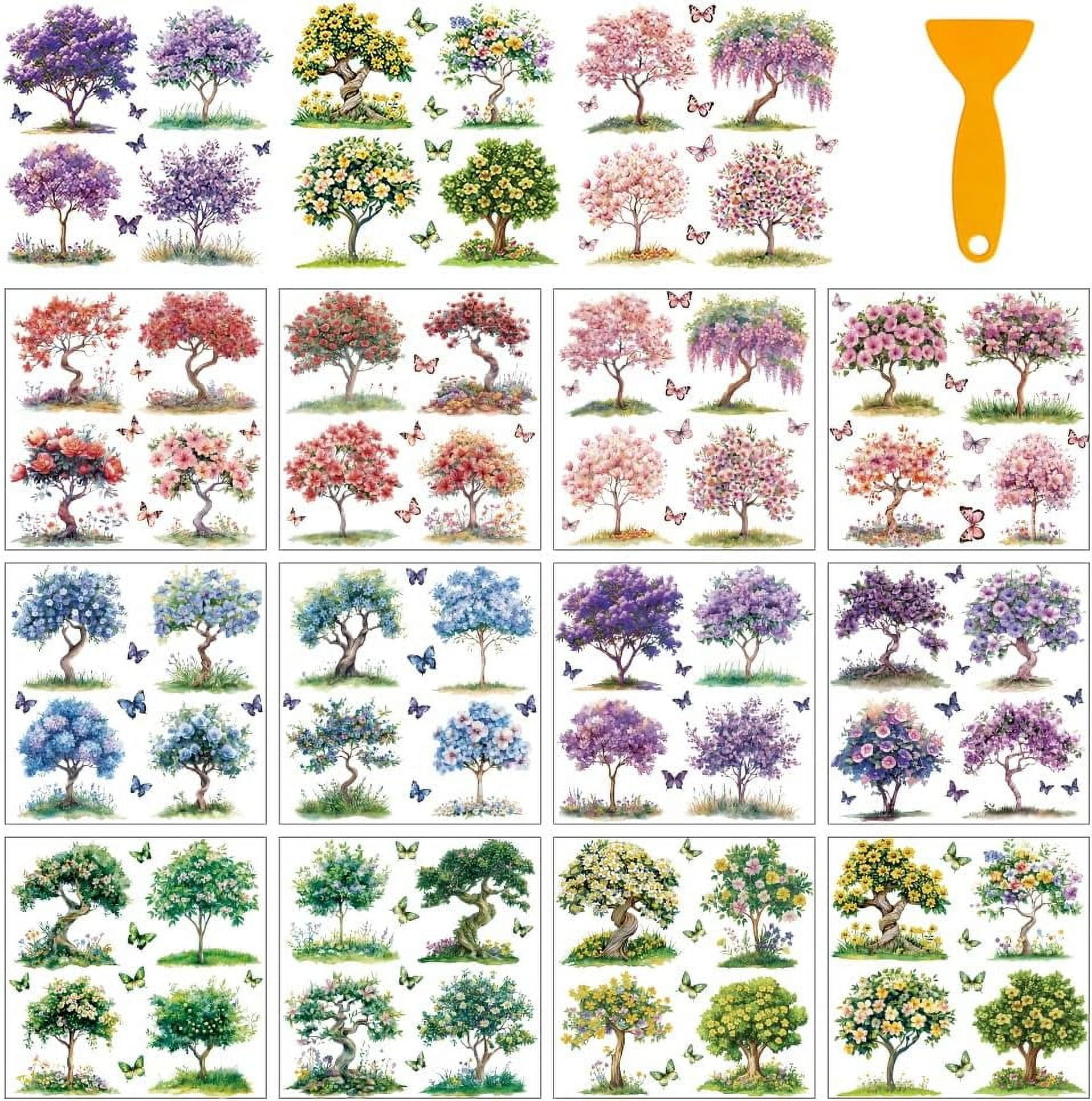 12 Sheets Flowering Tree Rub On Transfer Stickers Natural Themed with ...