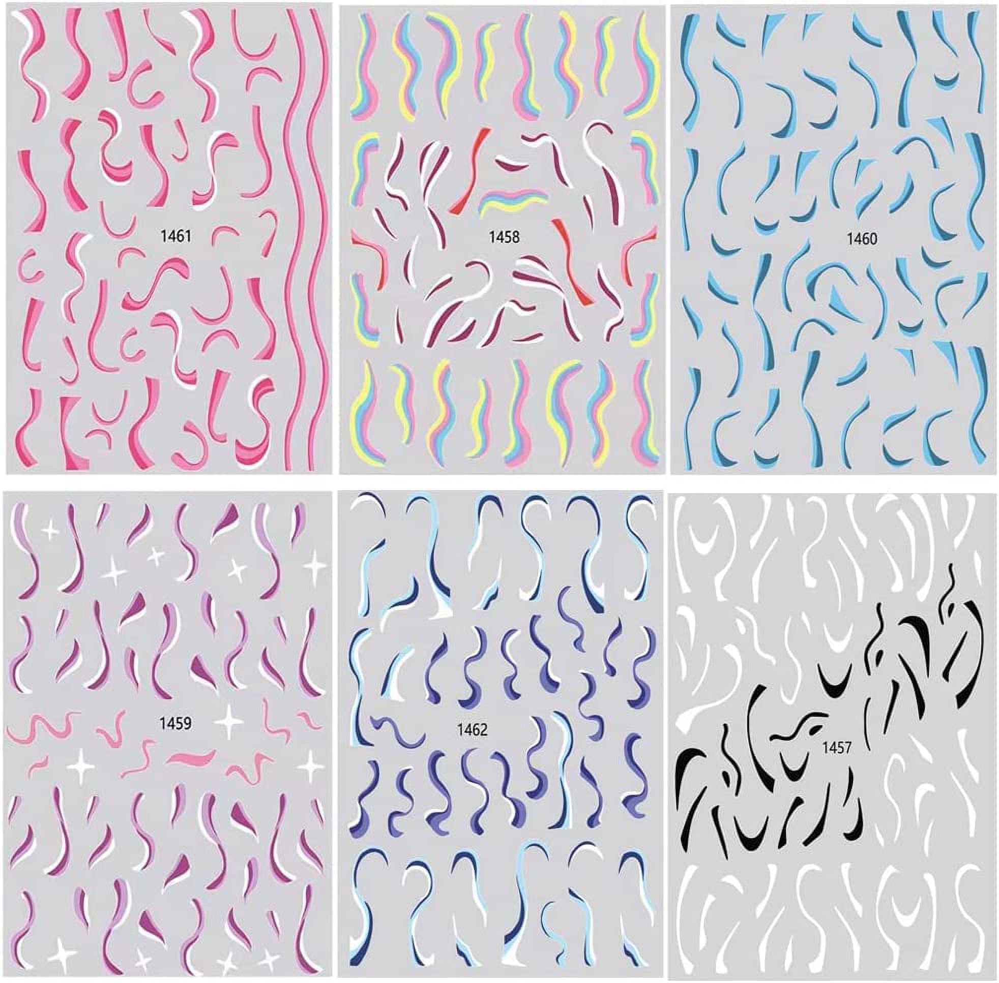 12 Sheets French Wave Nail Stickers, 3D Self-Adhesive Wave Line Nail ...