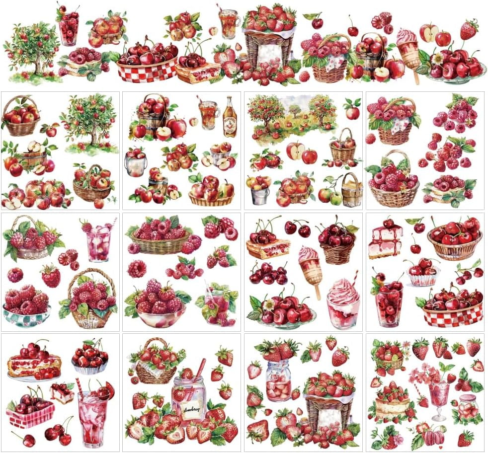 12 Sheets Fruit Rub on Transfers for Crafts Strawberry Rub on Transfer ...
