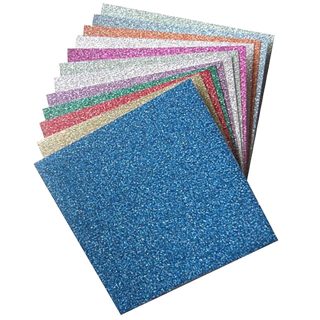 12 Sheets Glitter Origami Paper Square Sheets Vivid Colors for Arts and ...