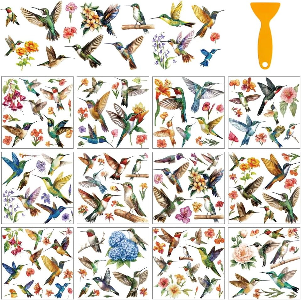 12 Sheets Hummingbird Rub on Transfers for Crafts Bouquet Vintage ...