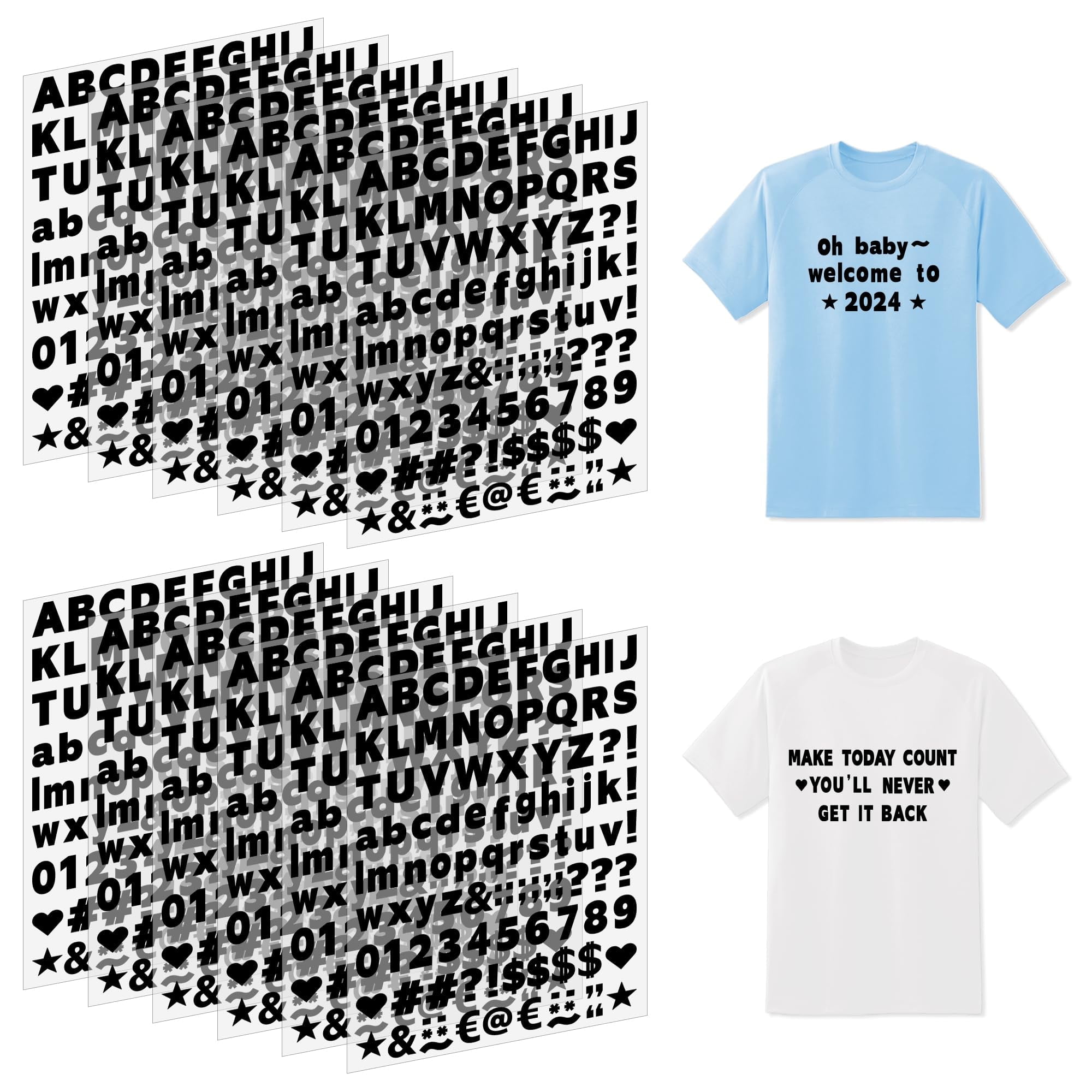 12 Sheets Iron On Letters 1200Pcs Vinyl Iron On Letters for Clothing 0. ...