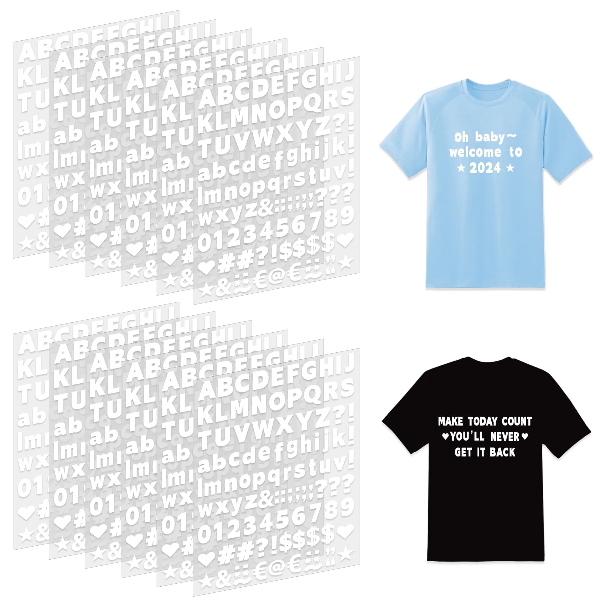 12 Sheets Iron On Letters 1200Pcs Vinyl Iron On Letters for Clothing 0. ...