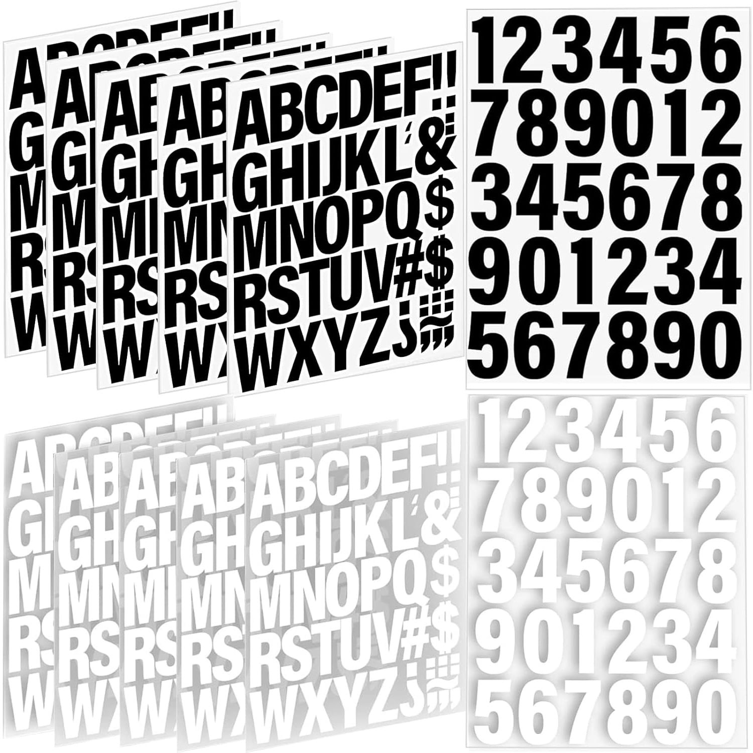 12 Sheets Iron on Letters and Numbers, Black White Vinyl Letters Heat ...