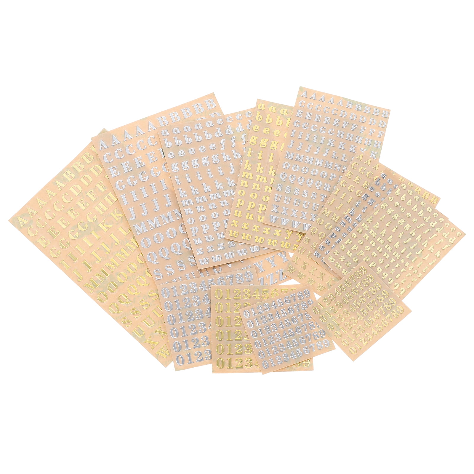 12 Sheets Labels Mini Alphabet Stickers Metal Letters Numbers Stickers ...