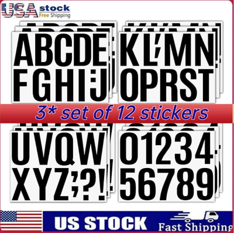 12 Sheets Large Self Adhesive Vinyl Letters Numbers Kit 4 Inch Mailbox ...