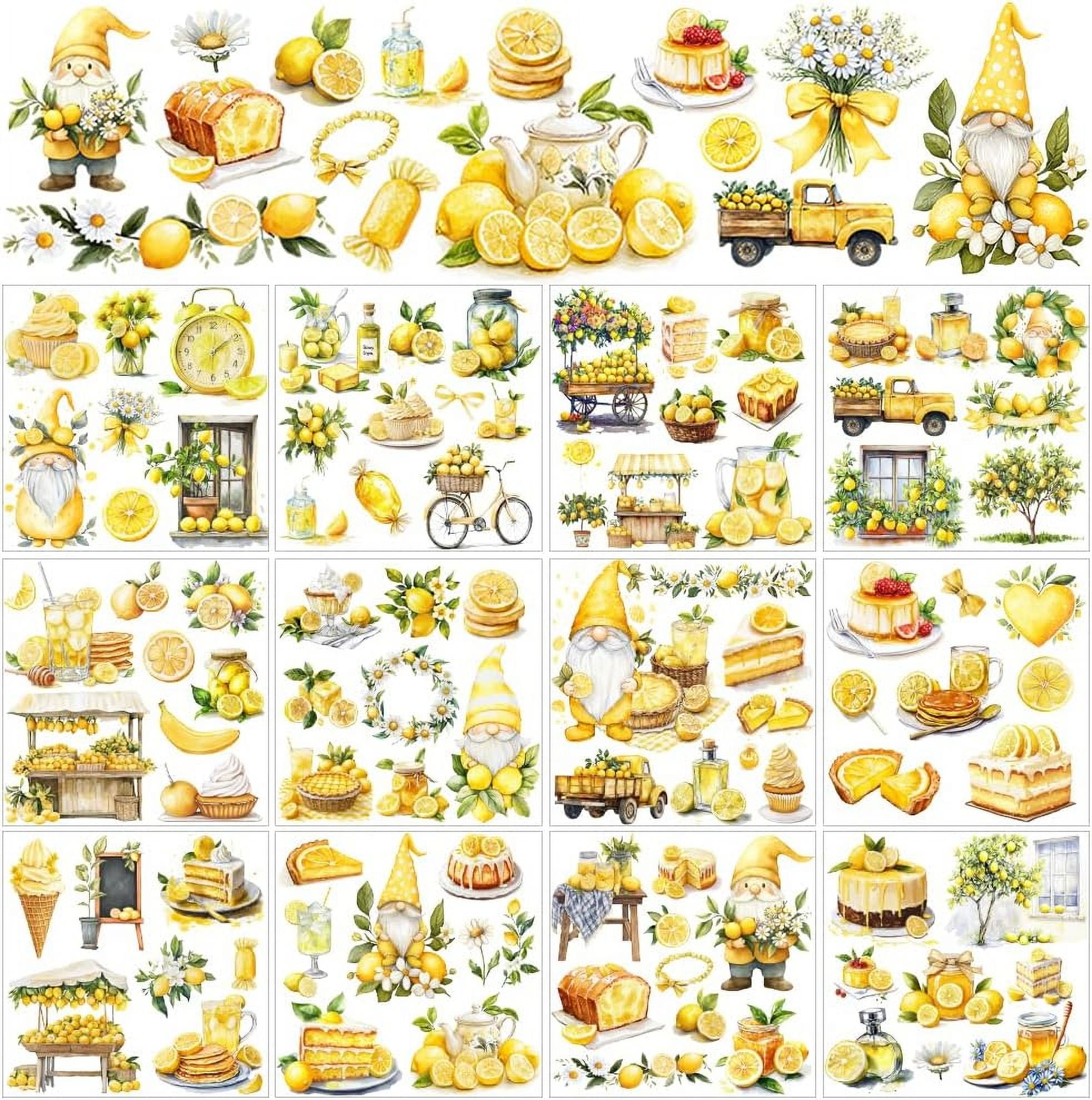 12 Sheets Lemon Rub on Transfer Stickers Lemon and Gnome Rub on ...