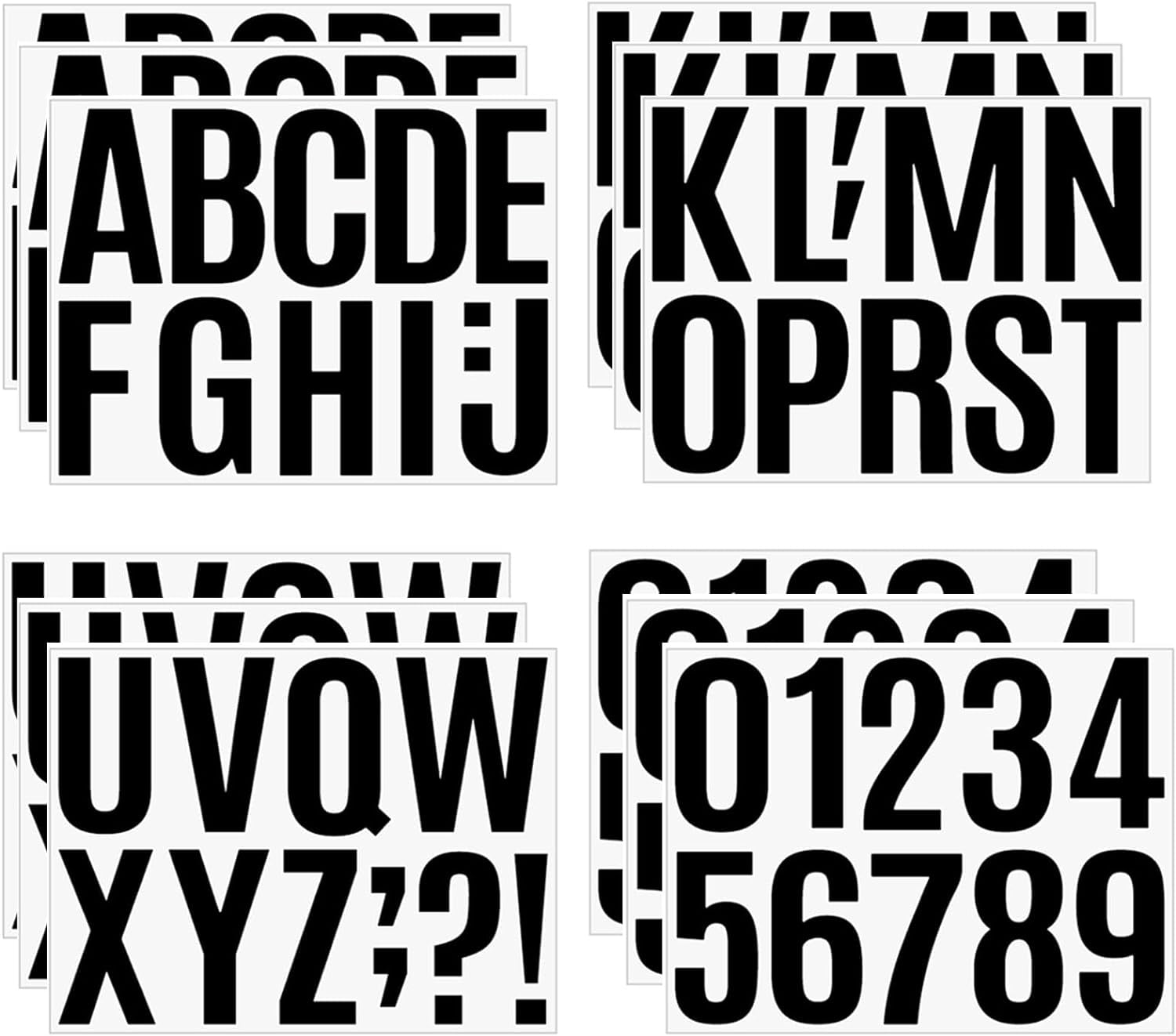 12 Sheets Letter Number Stickers, 4 Inch Vinyl Alphabet Stickers, Self ...