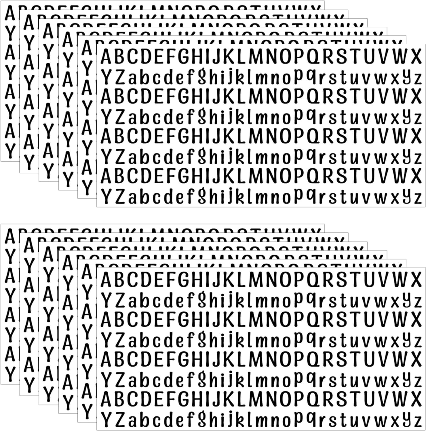 12 Sheets Letter Stickers, 1/2 Inch Self Adhesive Waterproof Small ...