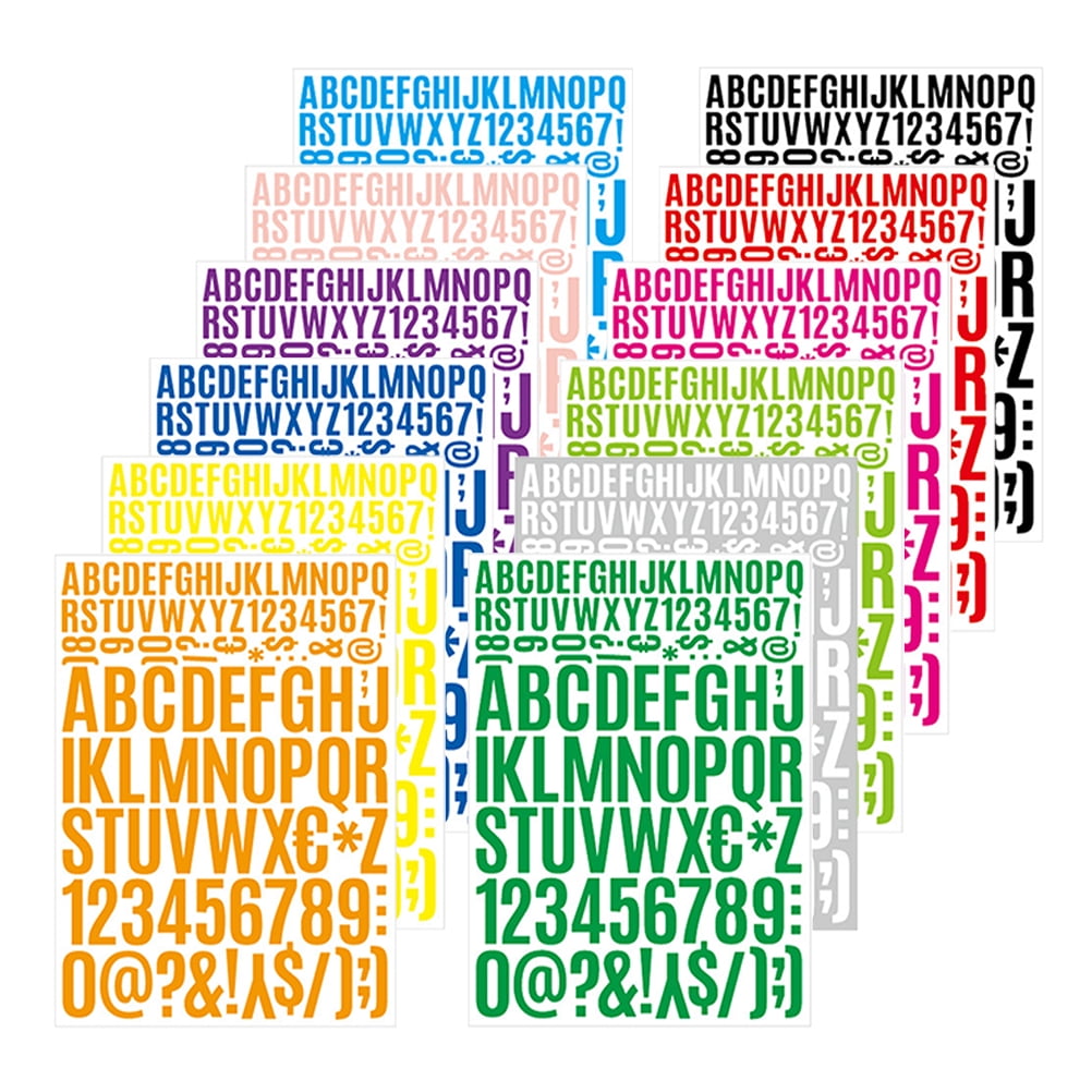12 Sheets Letter Stickers Waterproof Window Colorful Alphanumeric ...
