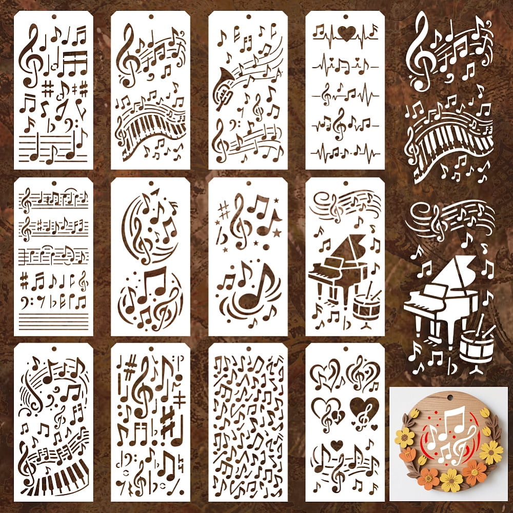 12 Sheets Musical Note Stencils - Walmart.com