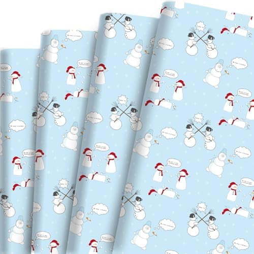 12 Sheets Naughty Snowman Christmas Wrapping Paper Fight Naughty ...