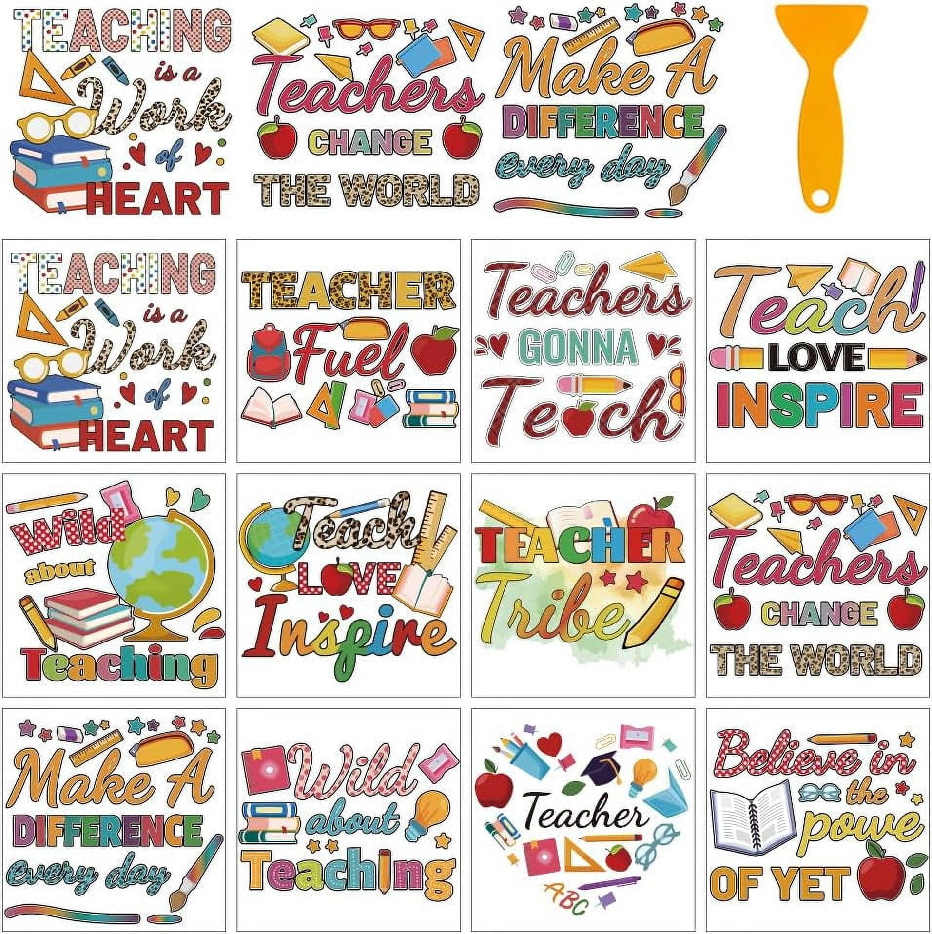 12 Sheets PVC Transfer Stickers 14cm (5.51 Inches) Square Teacher ...