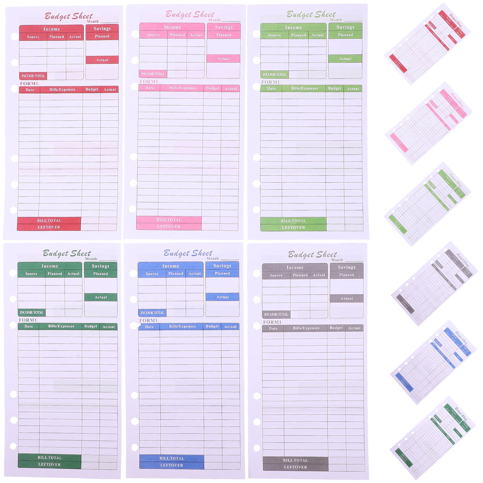 12 Sheets Portable Budget Sheets Cash Binder Refills Daily Expense ...