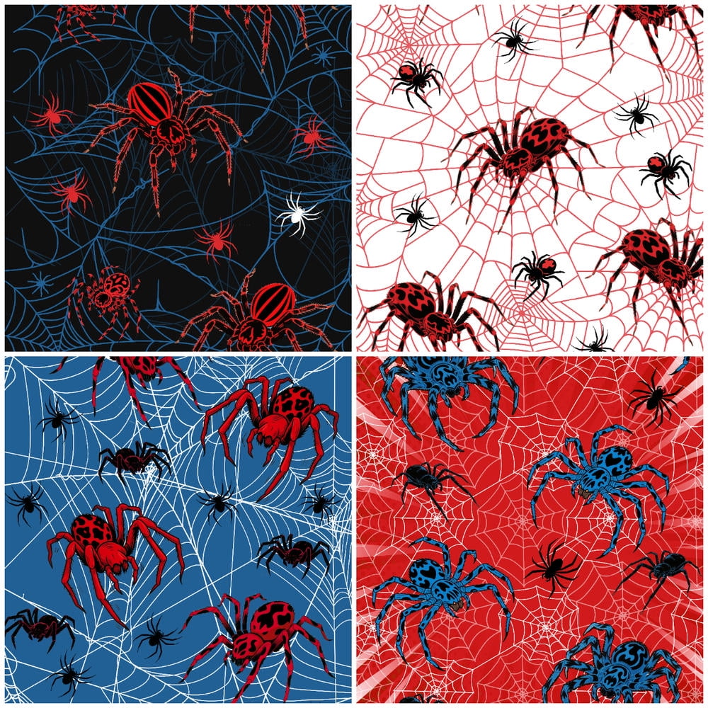 12 Sheets Red Blue Spider Wrapping Paper Spider Webs Gift Wrap Paper ...