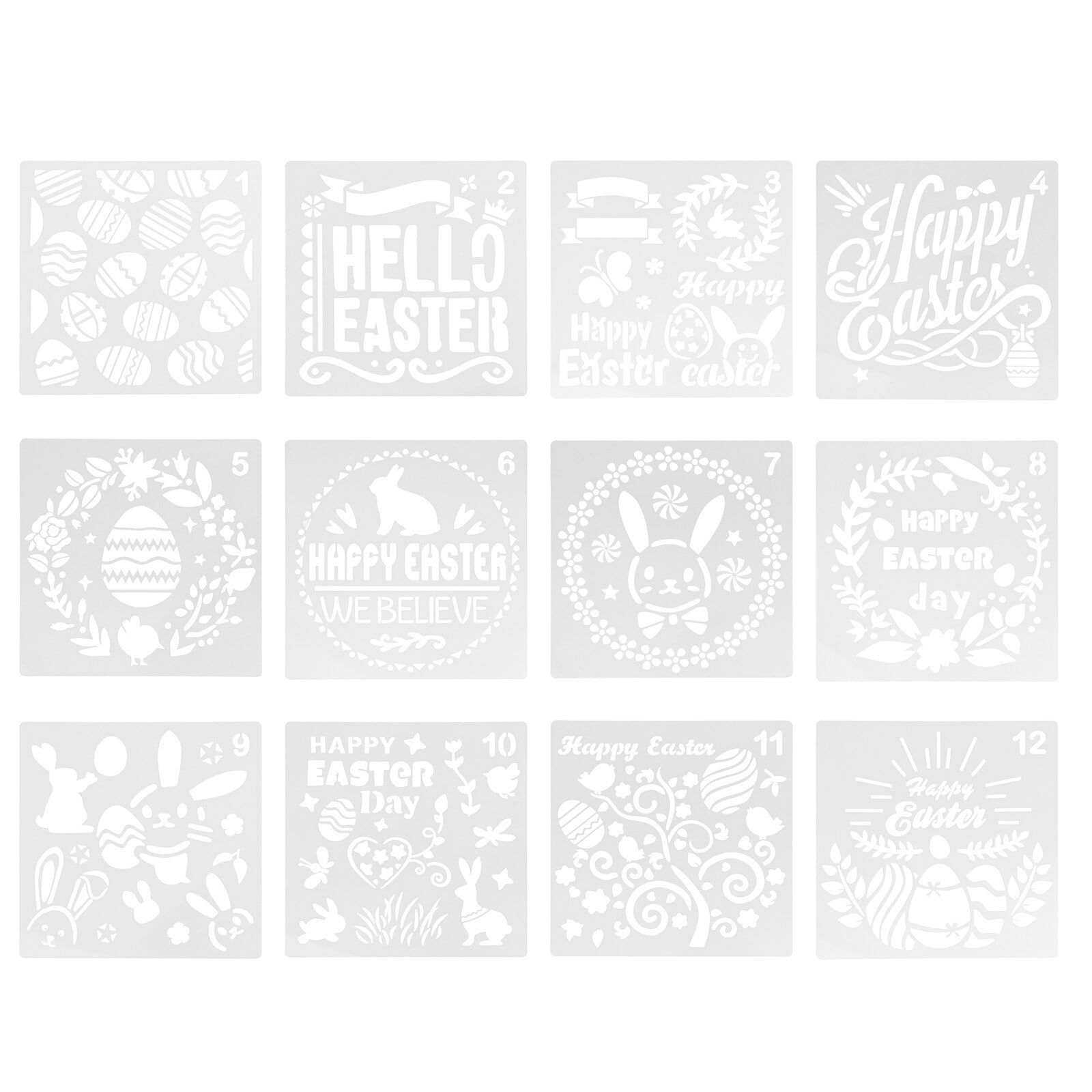 12 Sheets Reusable Drawing Stencils Templates Set for Crafting Easter ...