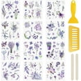 12 Sheets Rub On Transfer Stickers Purple Flower Decals Waterproof ...