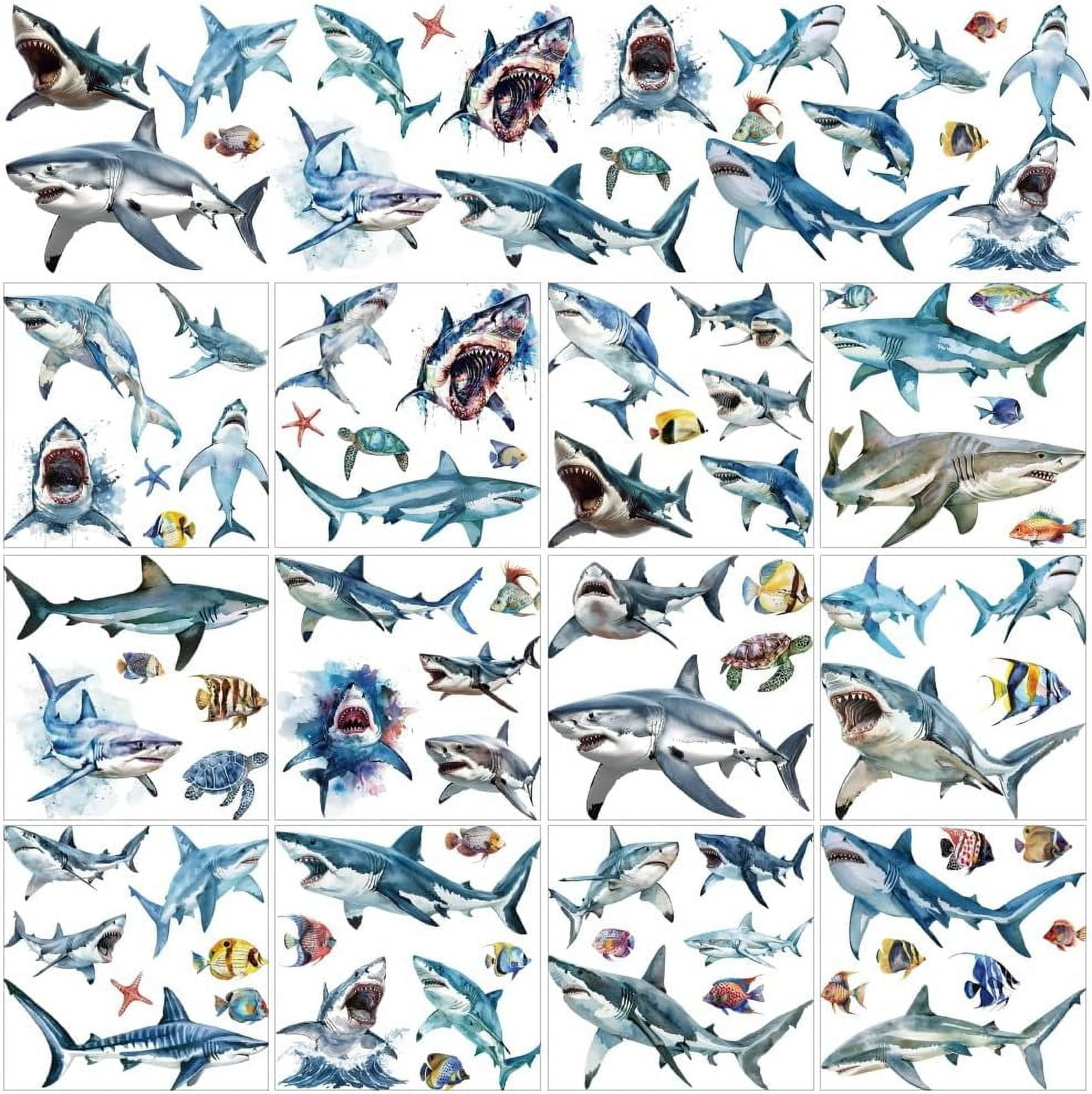 12 Sheets Rub On Transfer Stickers Shark Themed Perfect for Classroom ...