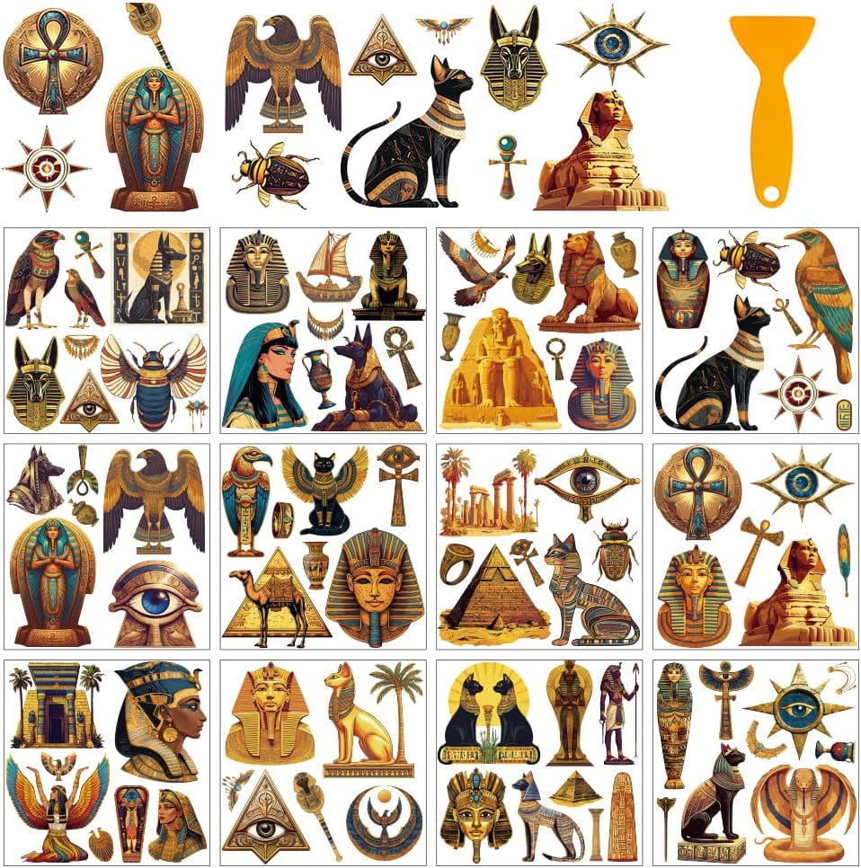 12 Sheets Rub On Transfer Stickers with Scraper Ancient Egyptian ...