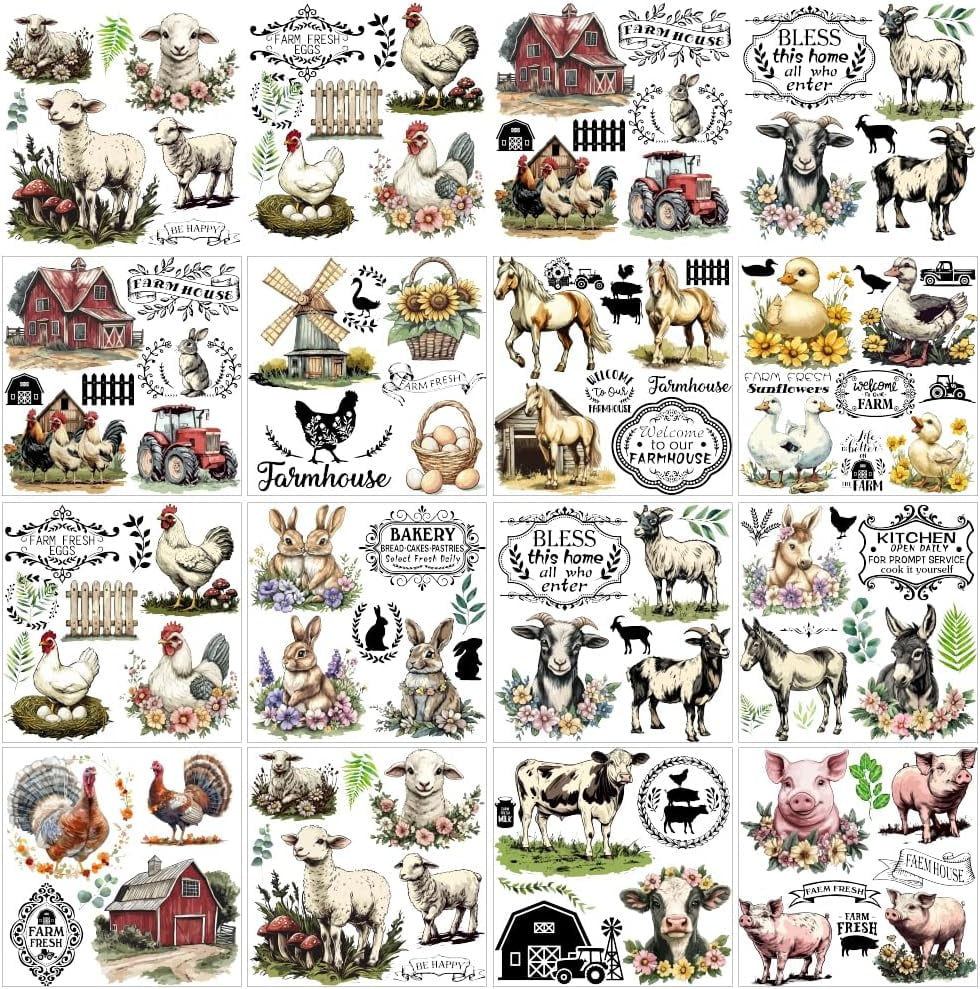 12 Sheets Rub on Transfers for Crafts and Furniture 12 Styles Rustic ...