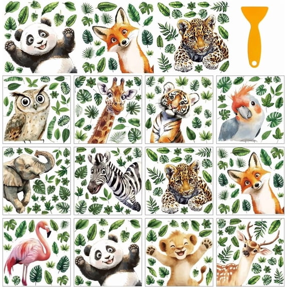 12 Sheets Rub on Transfers for Crafts Humorous Jungle Animals Rub on ...