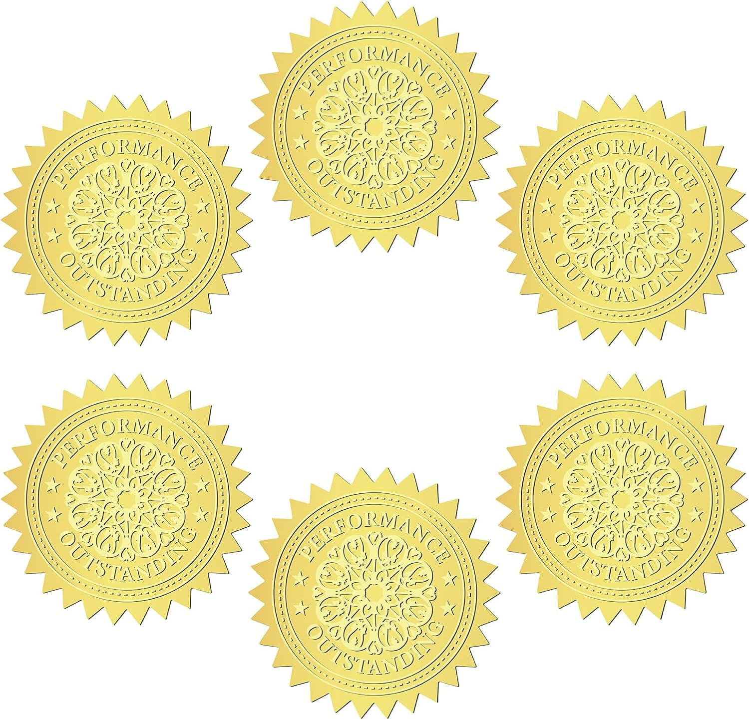 12 Sheets Self Adhesive Gold Foil Embossed Stickers Round Dot Medal ...